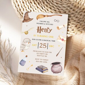 Printable Wizard Witches Birthday Invite, Editable Party Invitation ...