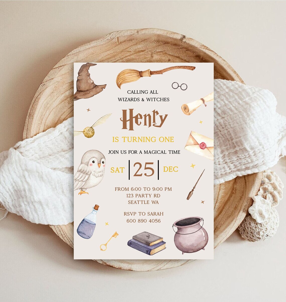 Printable Wizard Witches Birthday Invite, Editable Party Invitation ...