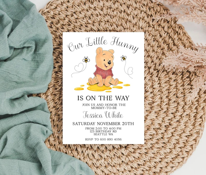 EDITABLE A Little Hunny is on the Way Baby Shower Invitation - Etsy