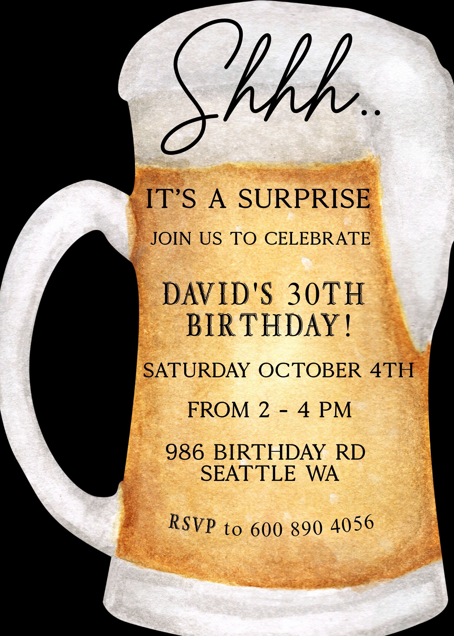 EDITABLE Beer Surprise Birthday Party Invitation 30th 40th - Etsy