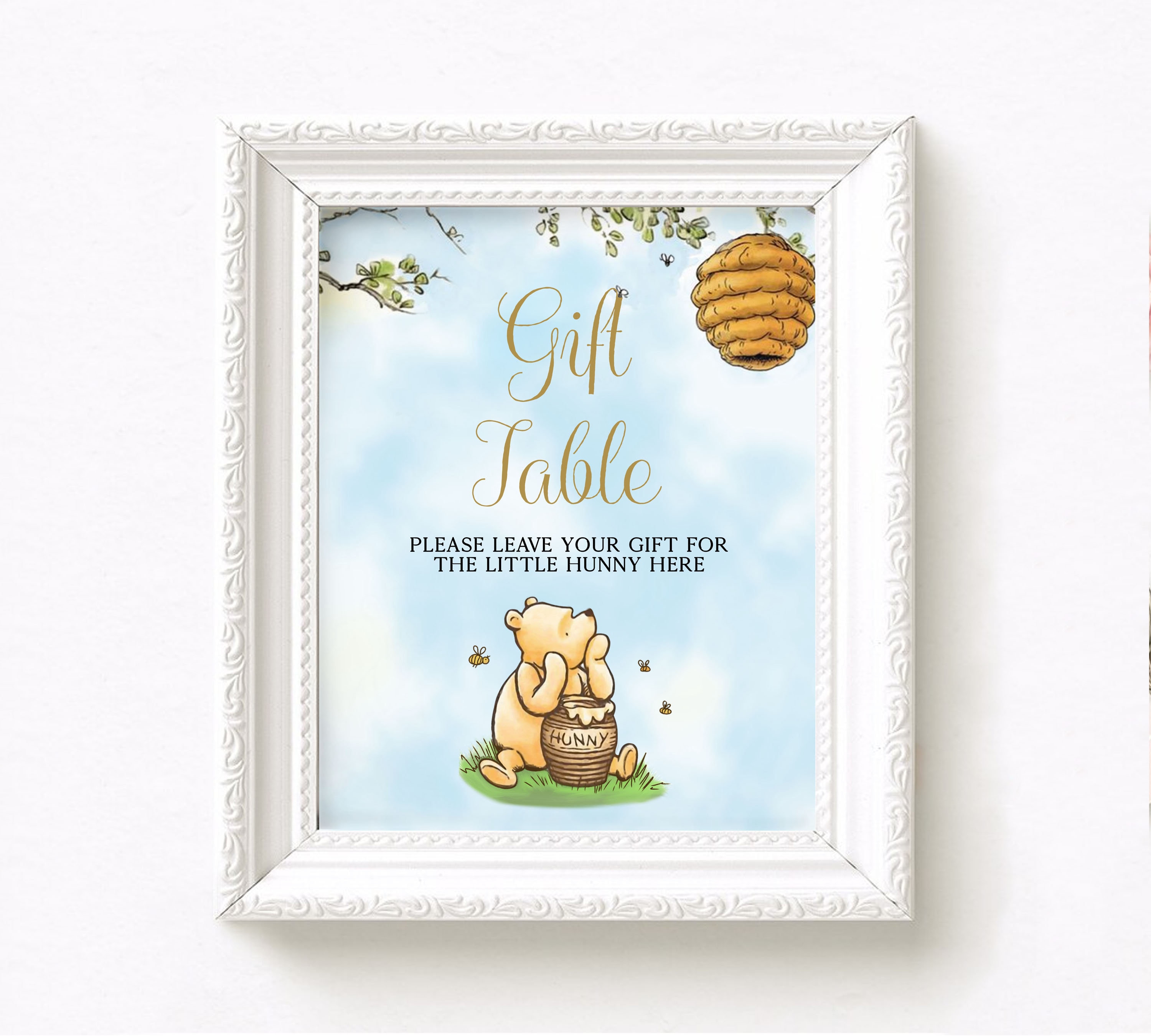 Classic Winnie the Pooh Gift Table Sign, Pooh Baby Shower Decor ...