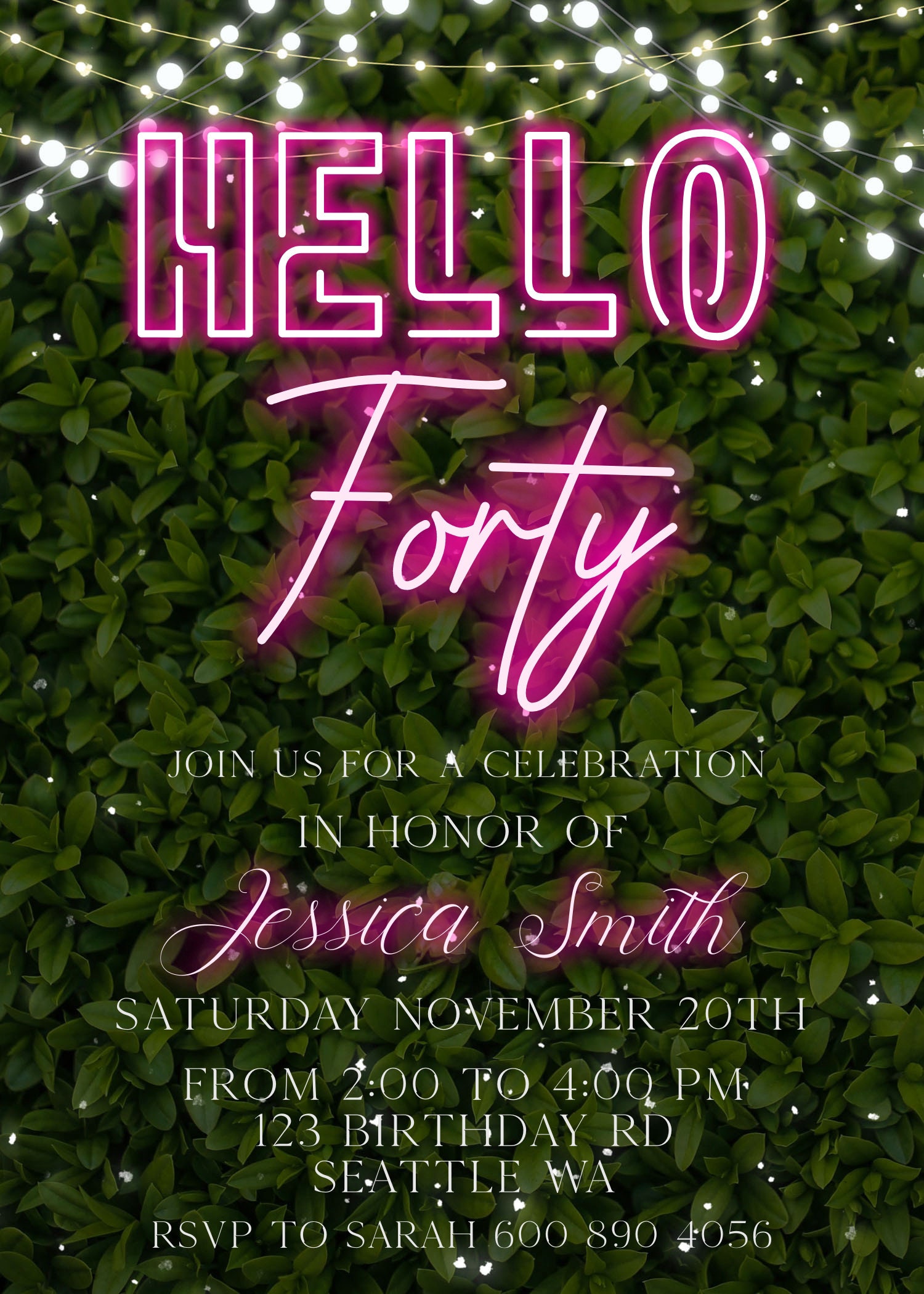 EDITABLE Hello Forty 30th 40th 50th Birthday Invitation - Etsy Australia