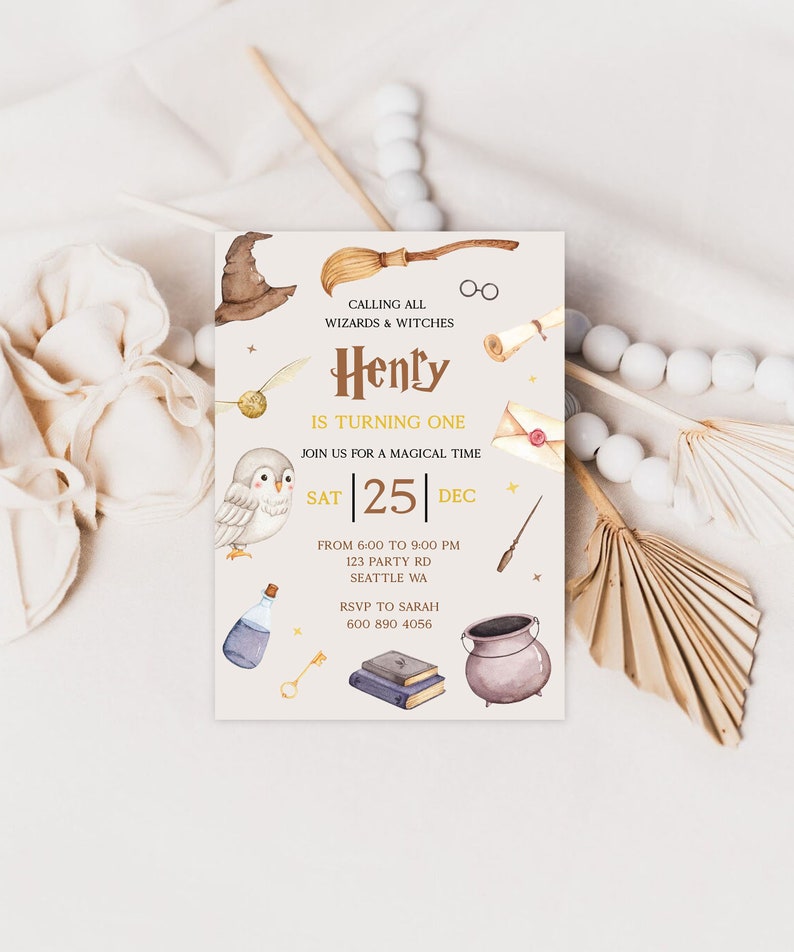 Printable Wizard Witches Birthday Invite, Editable Party Invitation ...
