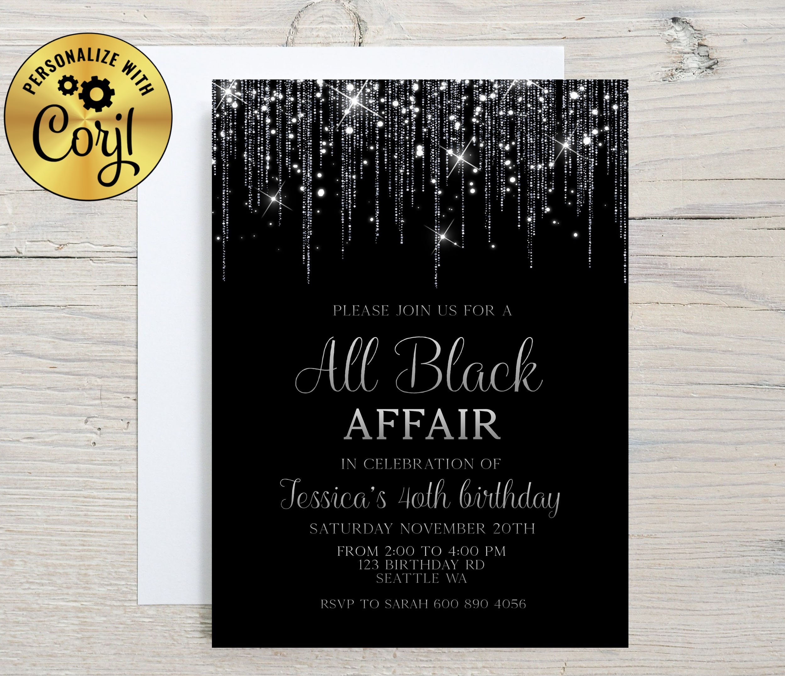 EDITABLE All Black Party Invitation All Black Affair Black - Etsy España