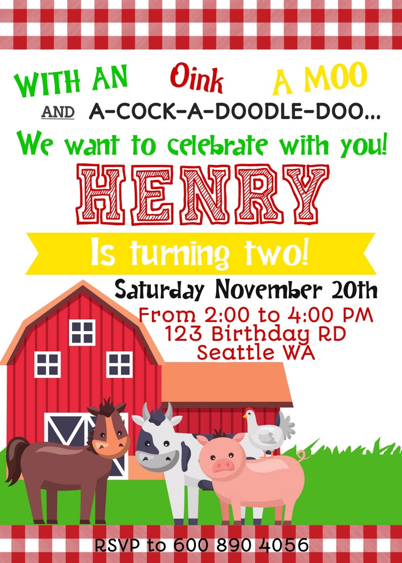 EDITABLE Farm Birthday Invitation Farm Animals Birthday Old - Etsy