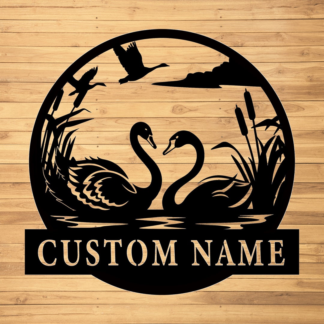 Custom Swan Metal Wall Sign-personalized Swan Metal Wall Art-swan Metal ...