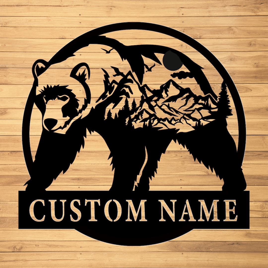 Custom Bear Metal Wall Sign-personalized Bear Metal Wall Art-bear Metal ...