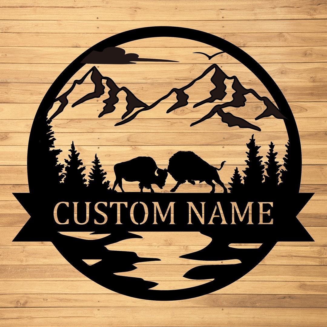 Custom Bison Metal Wall Signs-personalized Bison Metal Wall Art-bison ...
