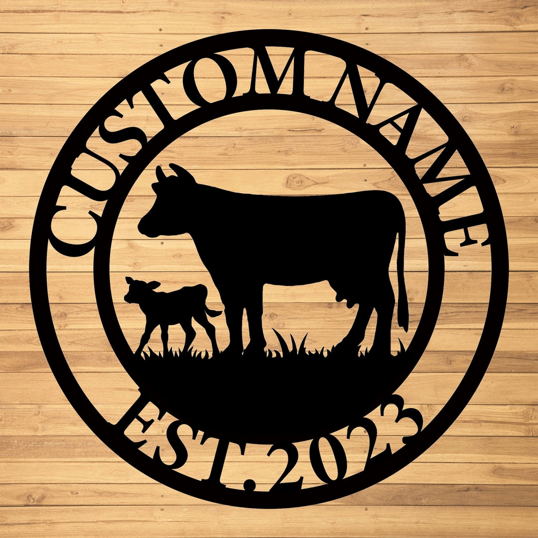 Custom Cow Metal Wall Sign-personalized Cow Metal Wall Art-cow Metal ...