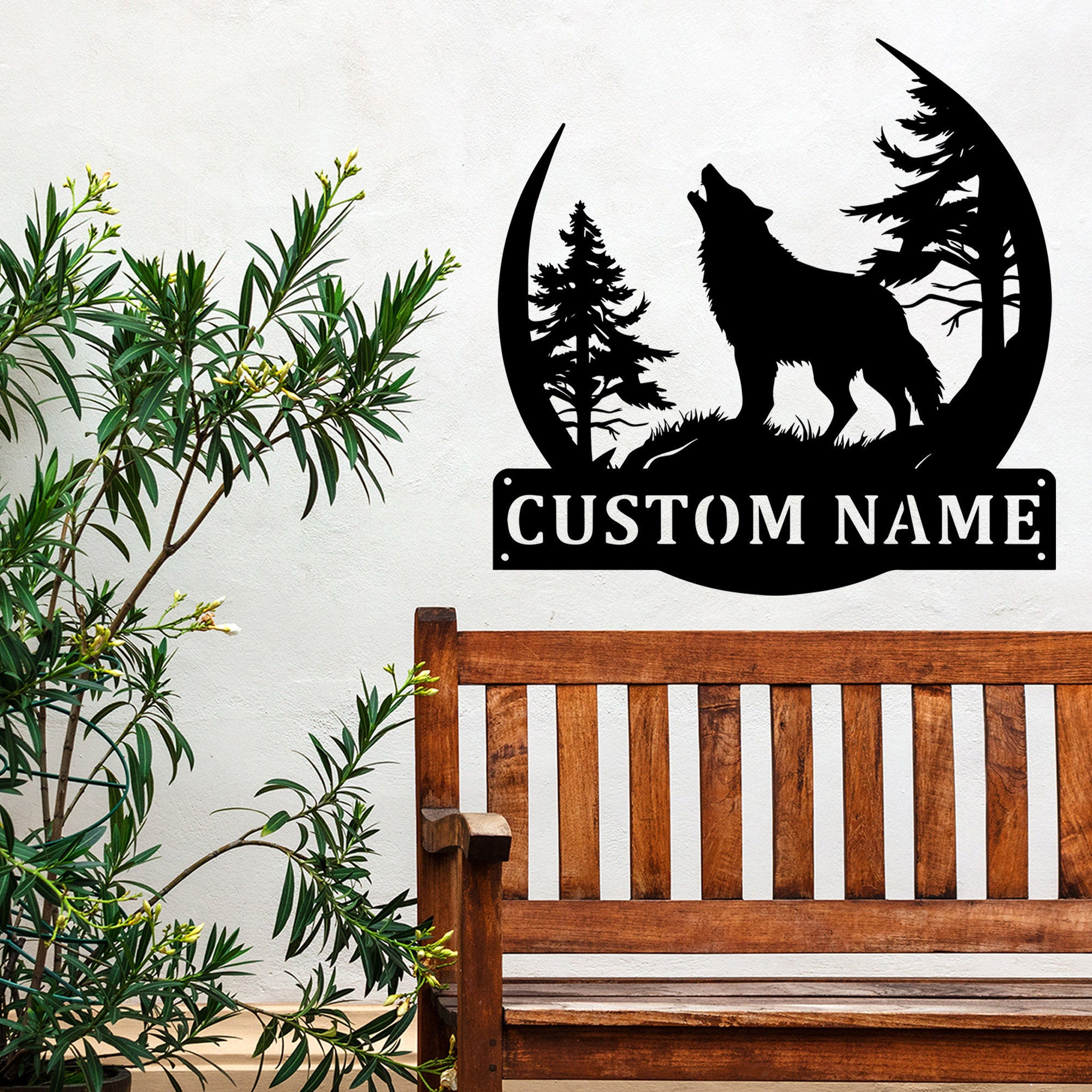 Custom Wolf Metal Wall Sign-personalized Wolf Metal Wall Art-wolf Metal ...