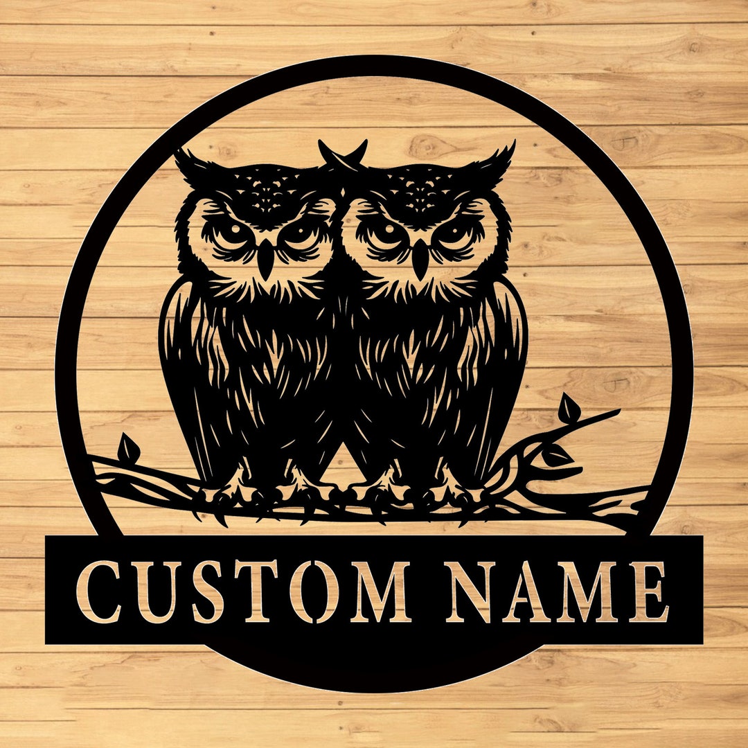 Custom Owl Metal Wall Signs-personalized Owl Metal Wall Art-couple Owl ...