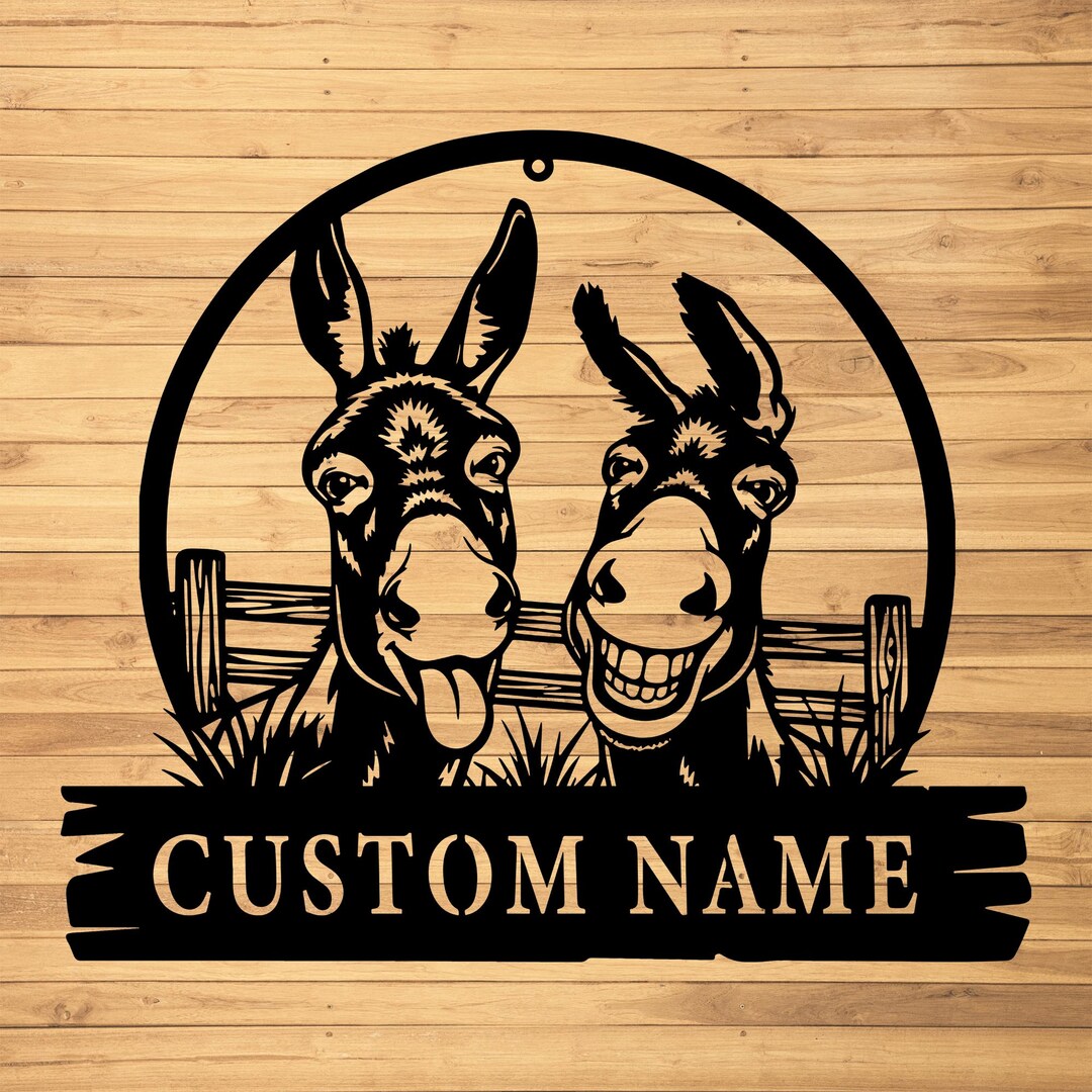 Custom Donkey Metal Wall Sign, Personalized Donkey Metal Wall Art ...