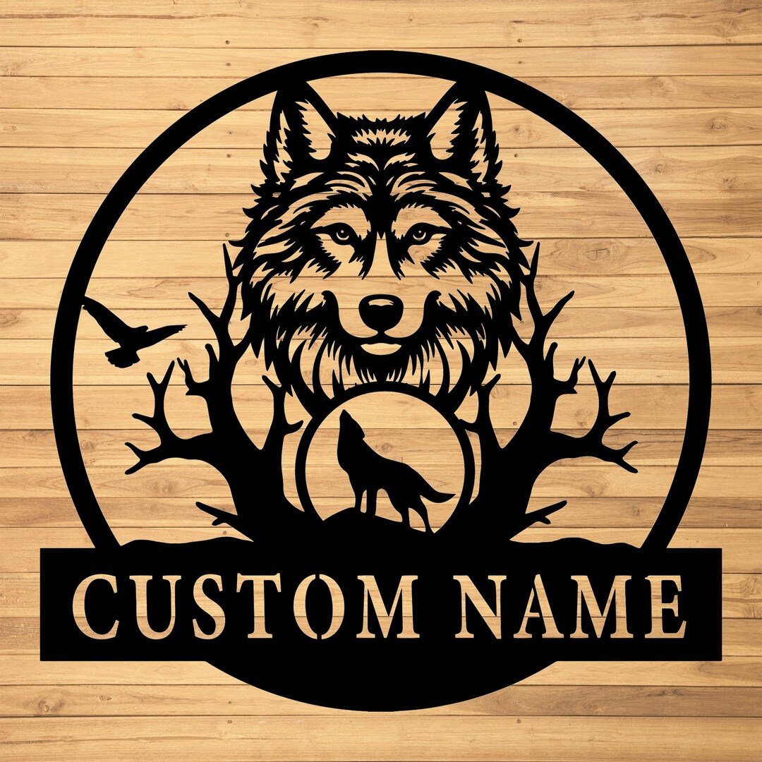 Custom Wolf Metal Wall Sign-personalized Wolf Metal Wall Art-wolf Metal ...
