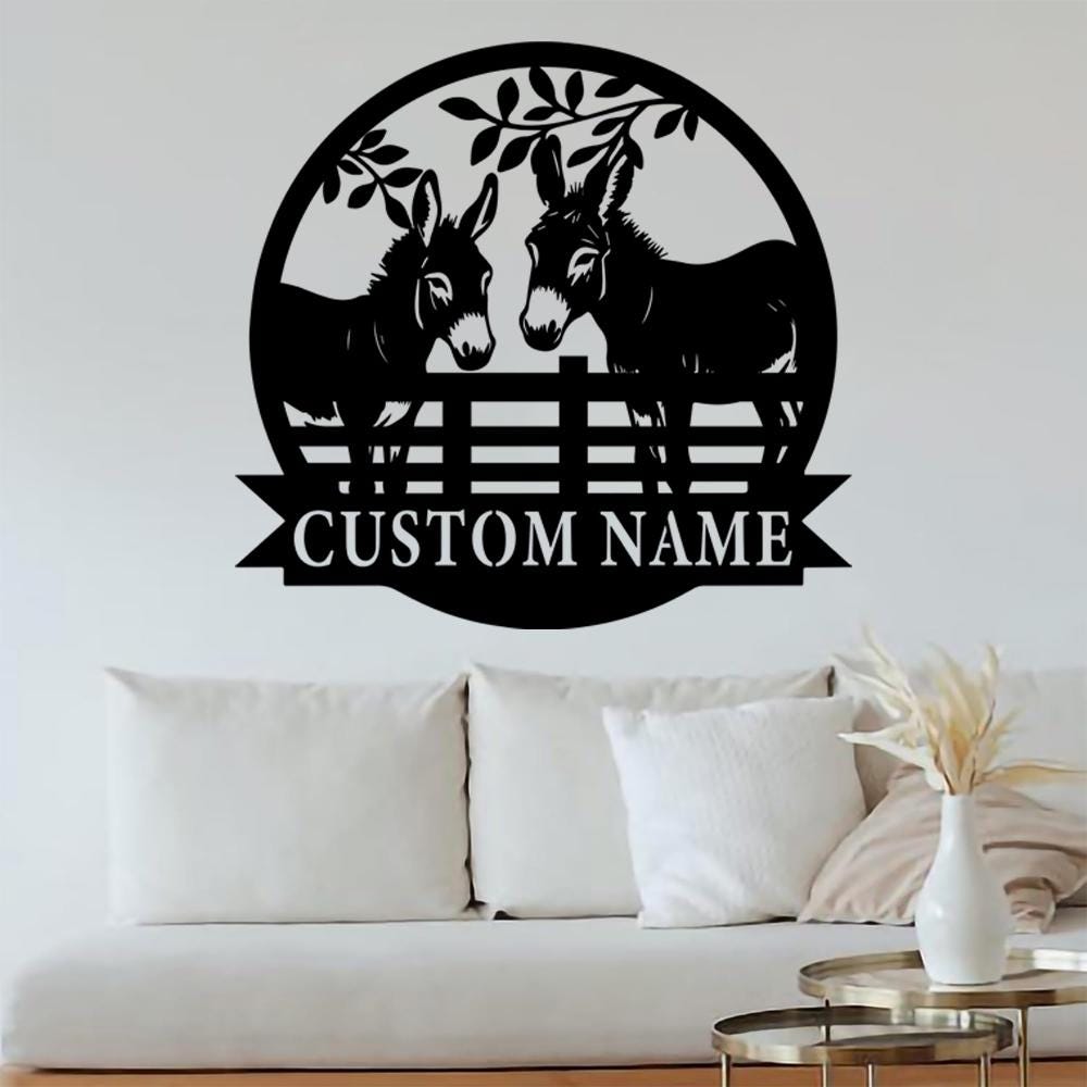 Custom Donkey Metal Wall Sign-personalized Donkey Metal Wall Art-donkey ...