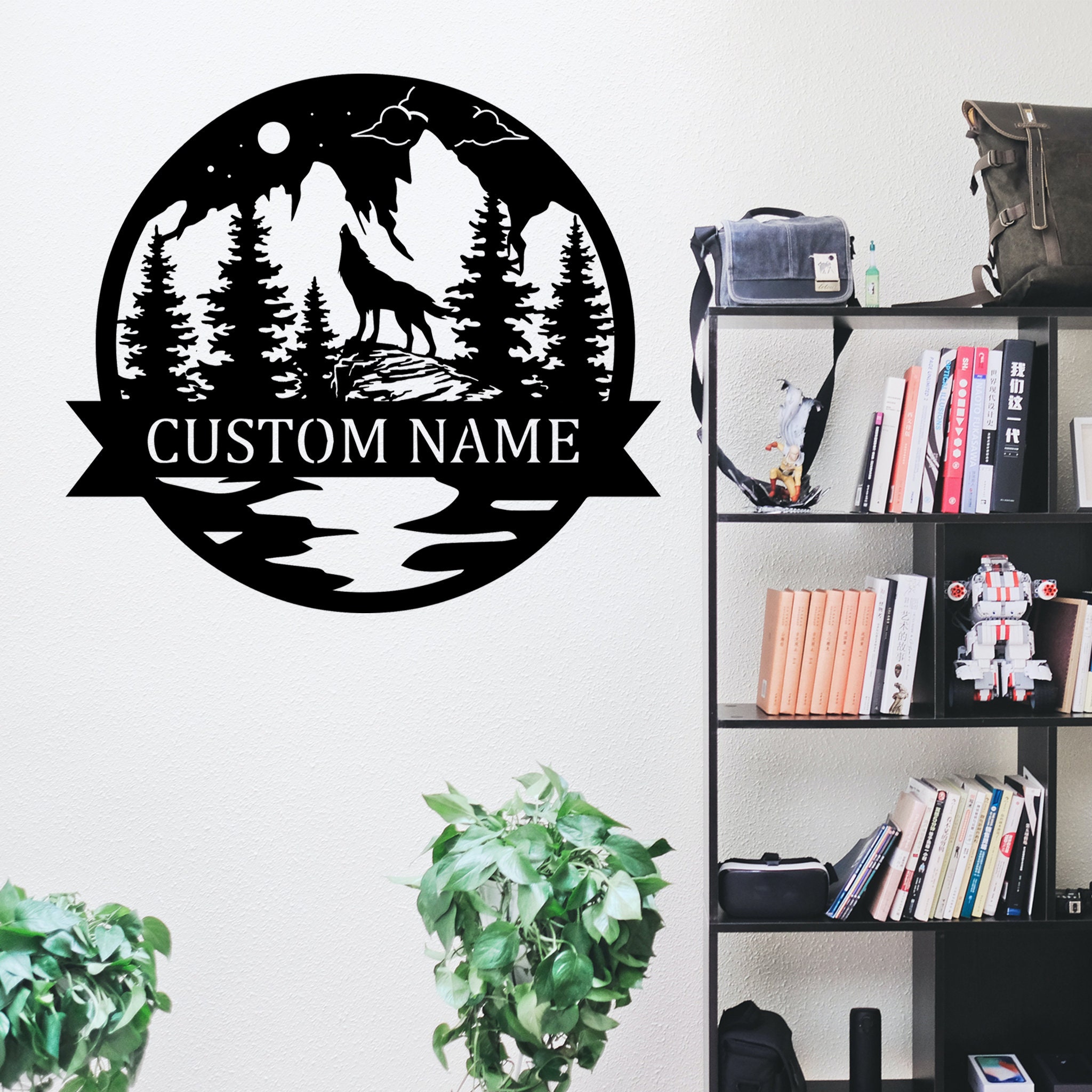 Custom Wolf Metal Wall Sign-personalized Wolf Metal Wall Art-wolf Metal ...