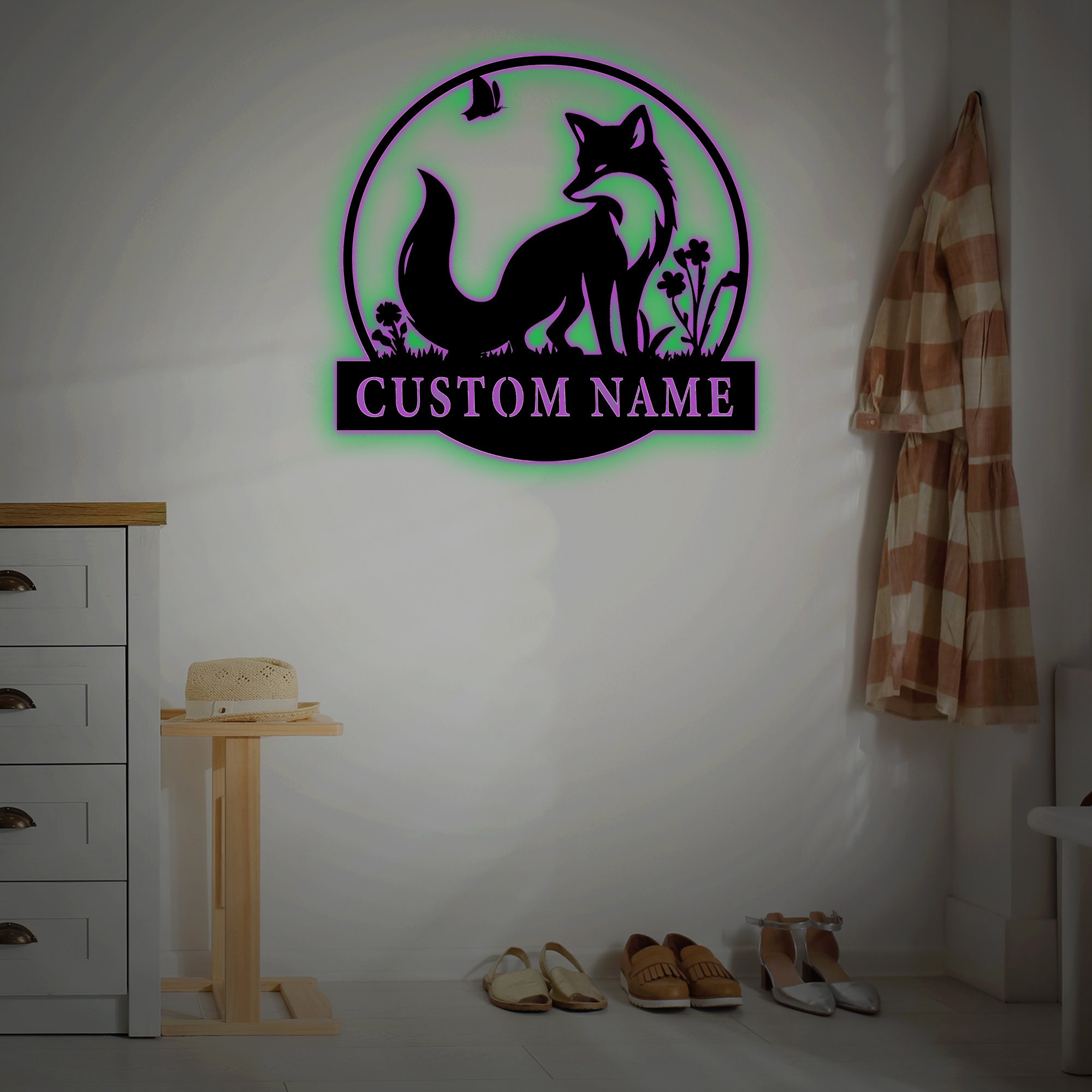 Custom Fox Metal Wall Led Signs-personalized Metal Fox Decor-custom Fox ...