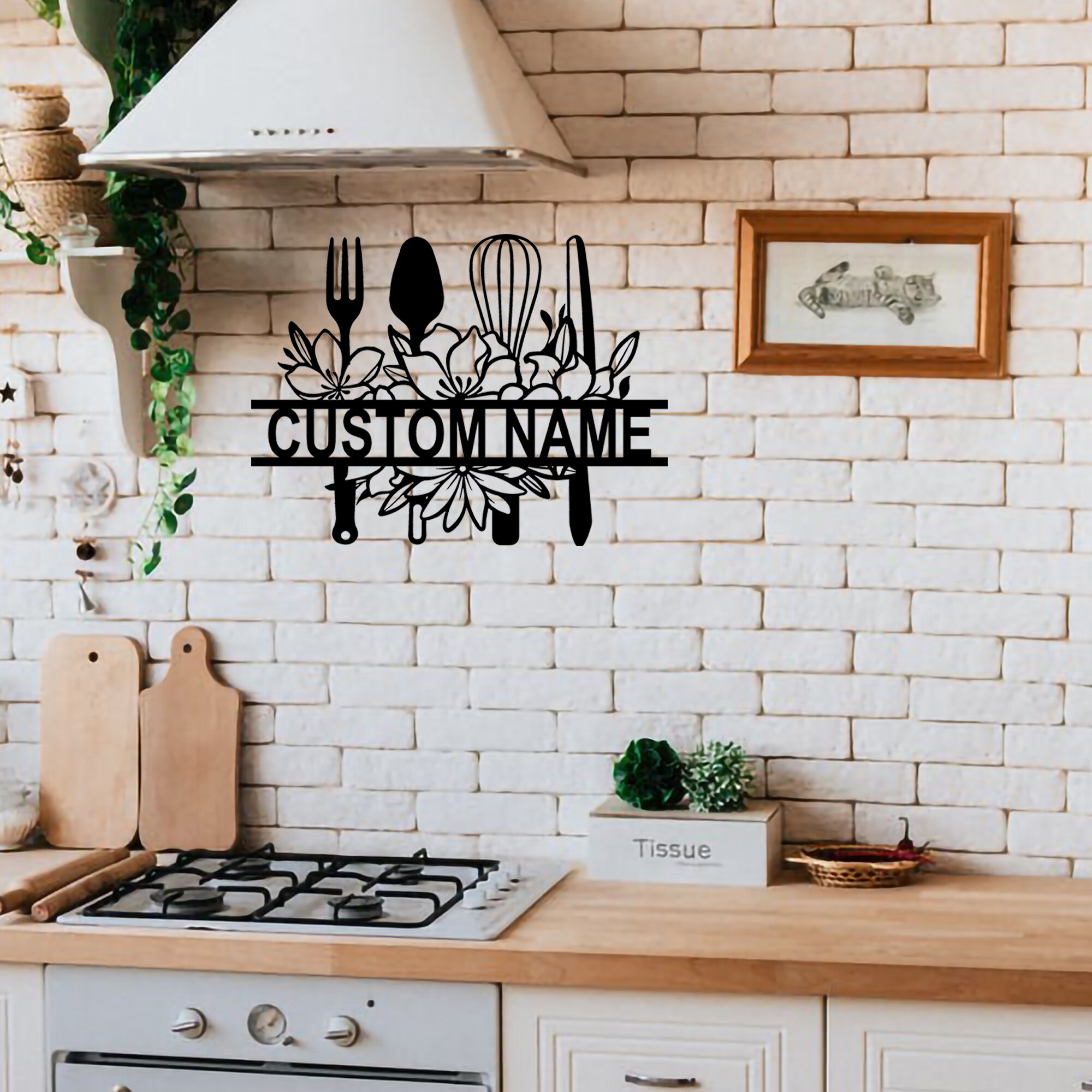 Custom Kitchen Metal Wall Led Sign-personalized Kitchen Metal Wall Art ...