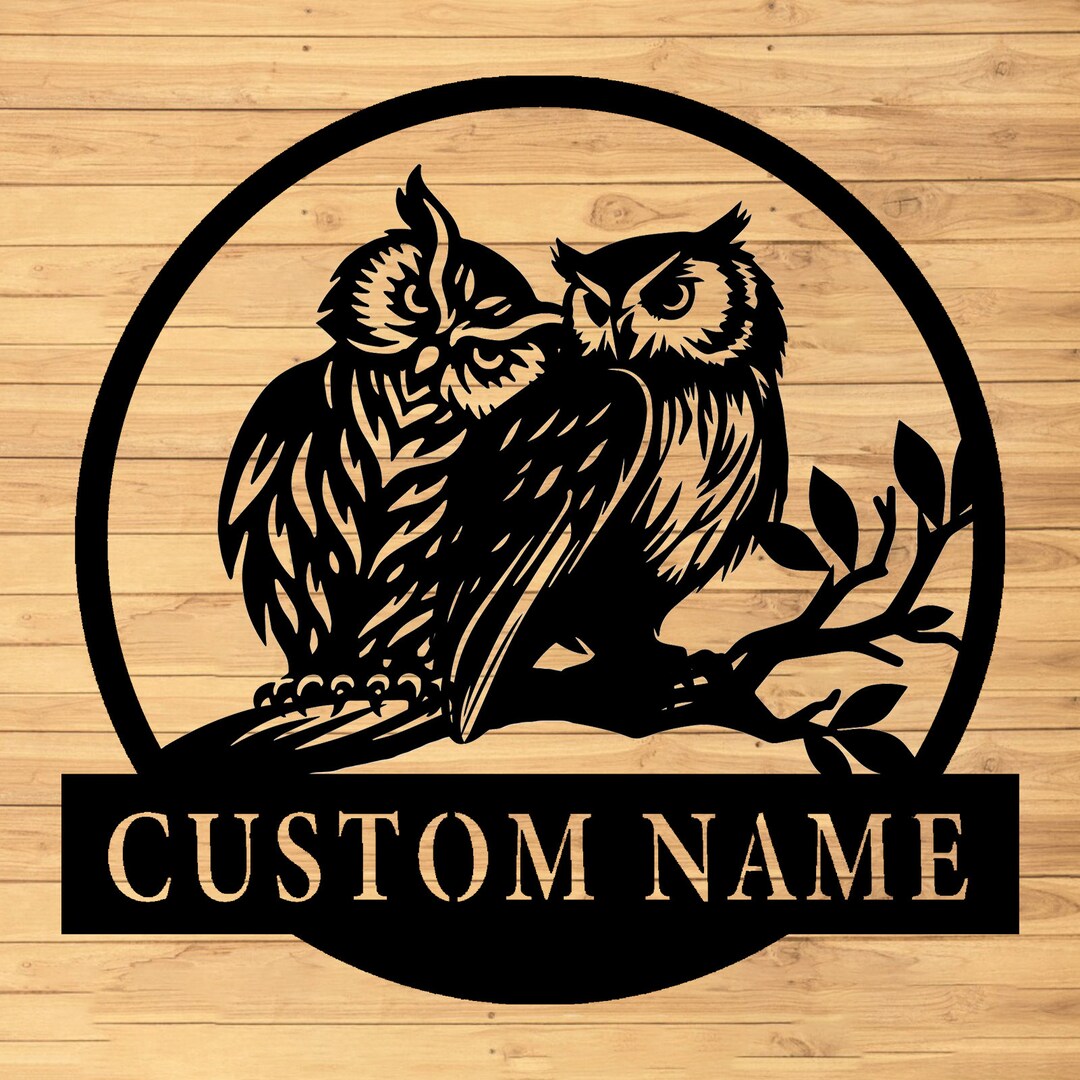 Custom Owl Metal Wall Signs-personalized Owl Metal Wall Art-couple Owl ...