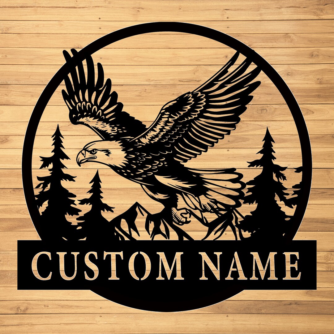 Custom Eagle Metal Wall Sign-personalized Eagle Metal Wall Art-eagle ...