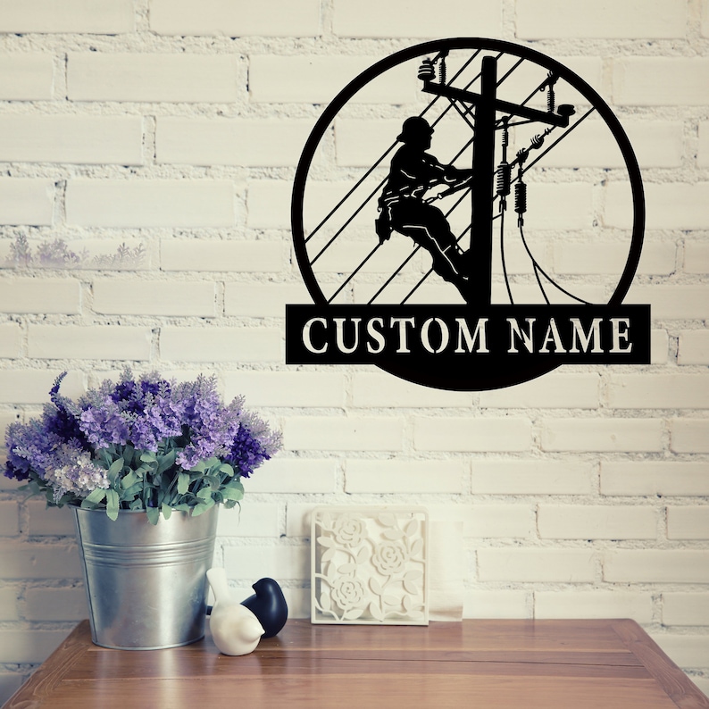 Custom Lineman Metal Wall Sign-personalized Lineman Metal Wall Art ...