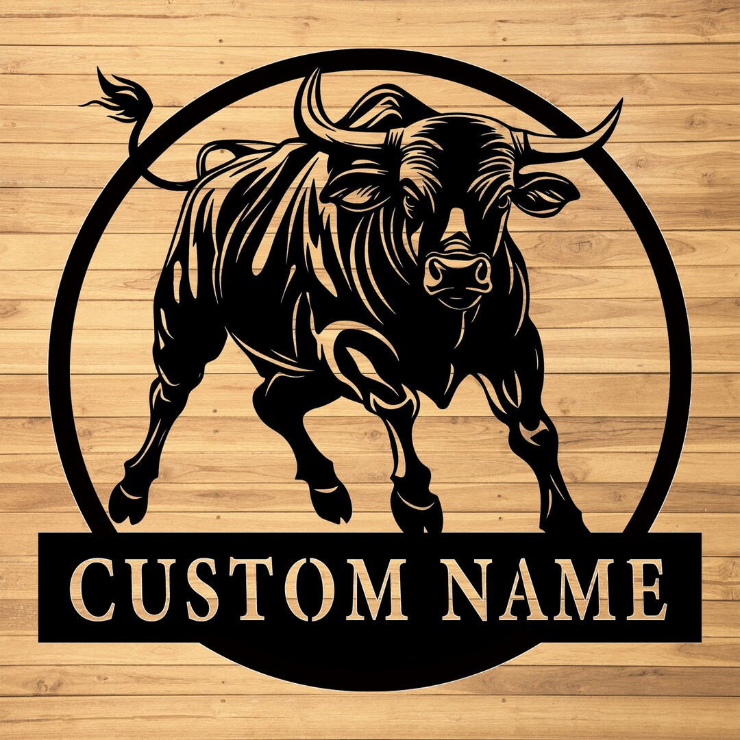 Custom Bull Metal Wall Sign-personalized Bull Metal Wall Art-bull Metal ...