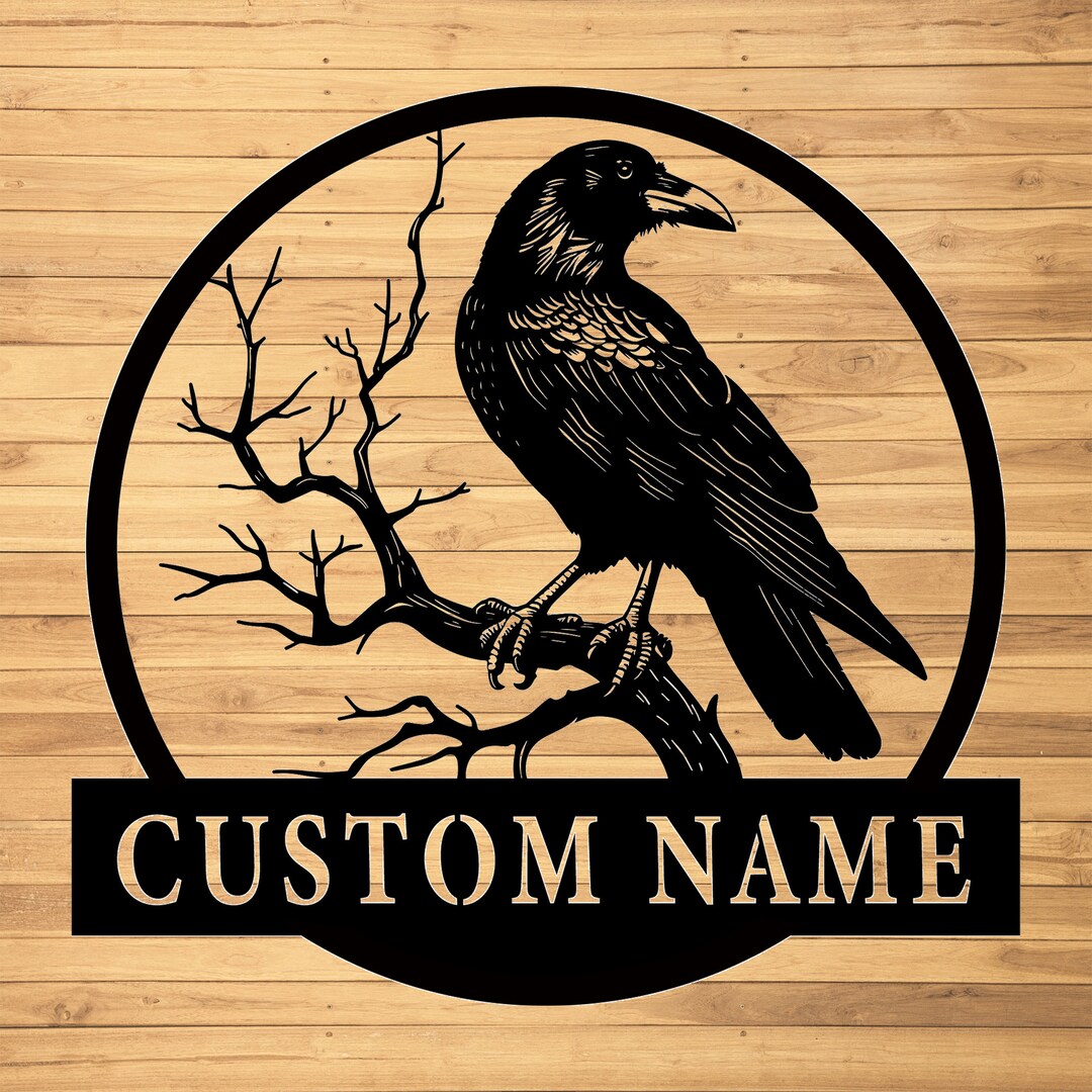 Custom Raven Metal Wall Sign-personalized Raven Metal Wall Art-raven ...
