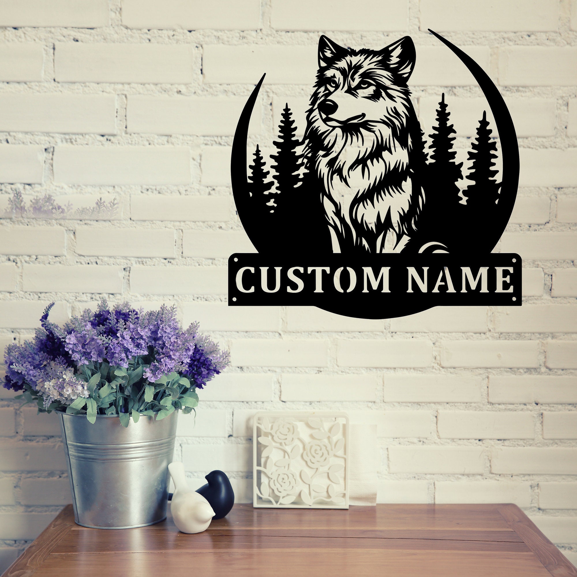Custom Wolf Metal Wall Sign-personalized Wolf Metal Wall Art-wolf Metal ...
