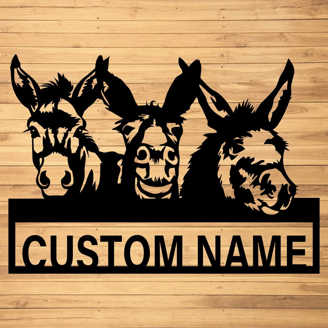 Custom Donkey Metal Wall Sign-personalized Donkey Metal Wall Art-donkey ...