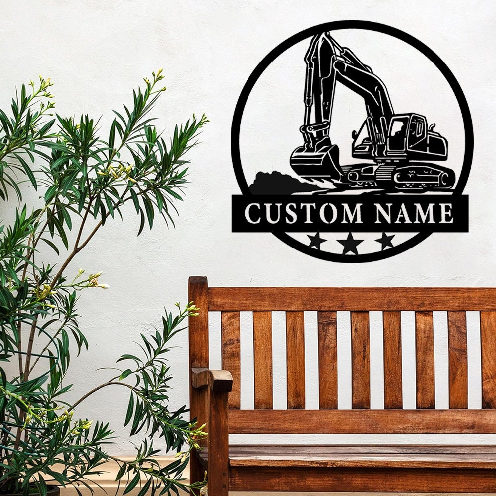 Custom Excavator Metal Wall Sign-personalized Excavator Metal Wall Art ...