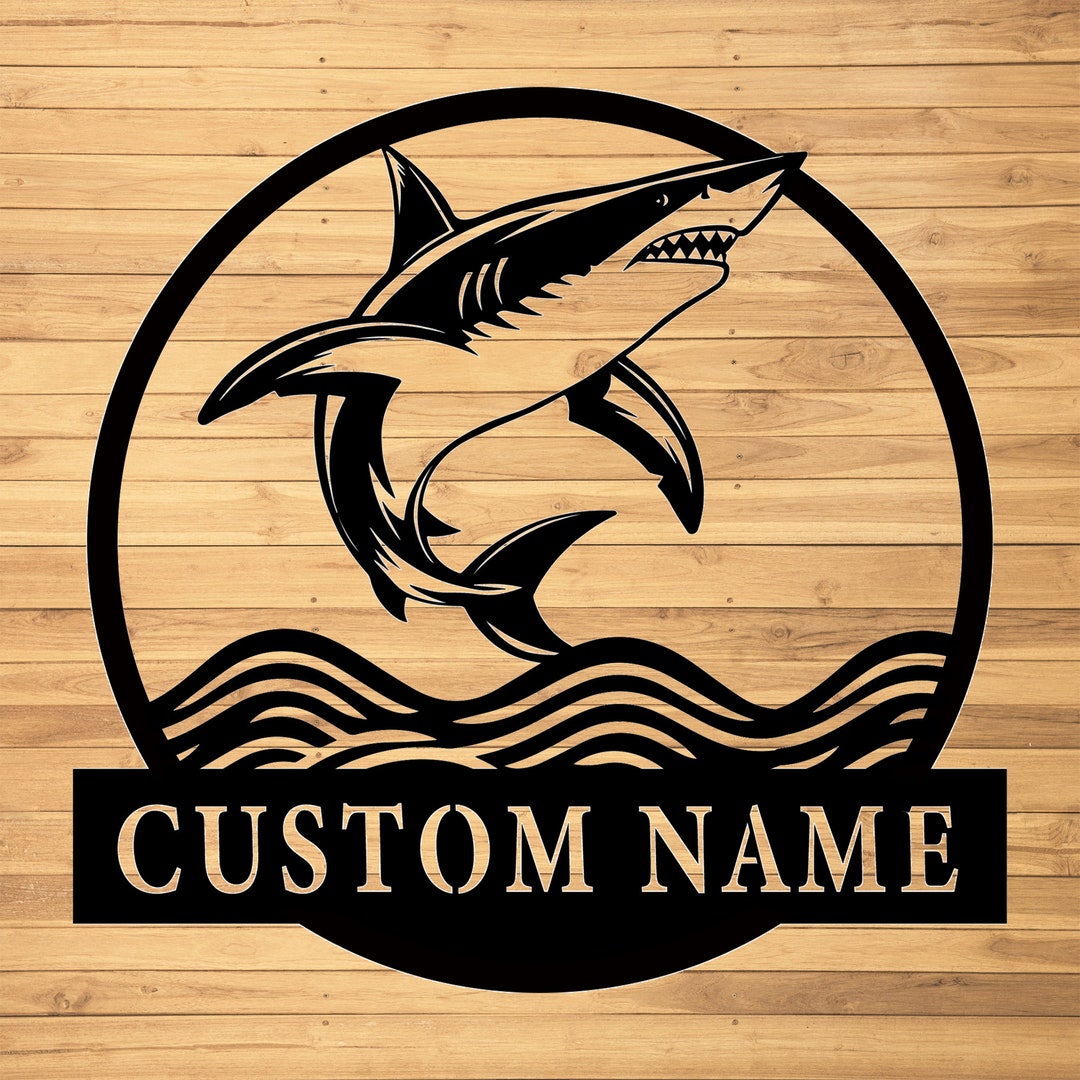 Custom Shark Metal Wall Sign-personalized Shark Metal Wall Art-shark ...