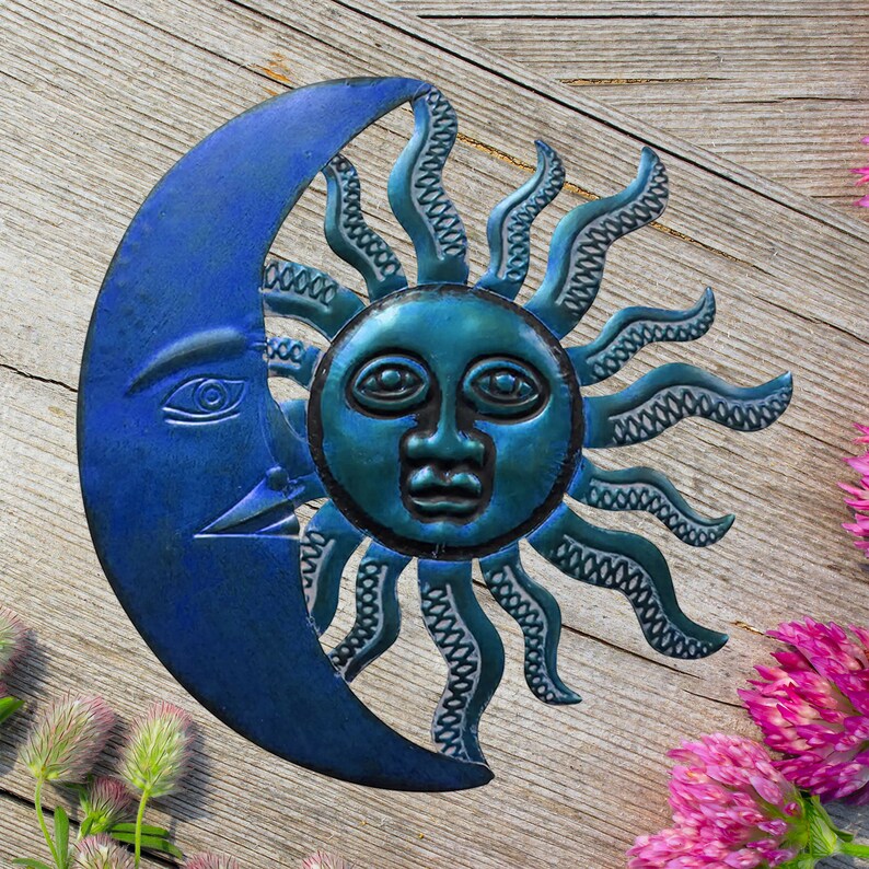 Handmade Sun and Moon Metal LED Wall Sign-sun and Moon Metal Wall Art ...