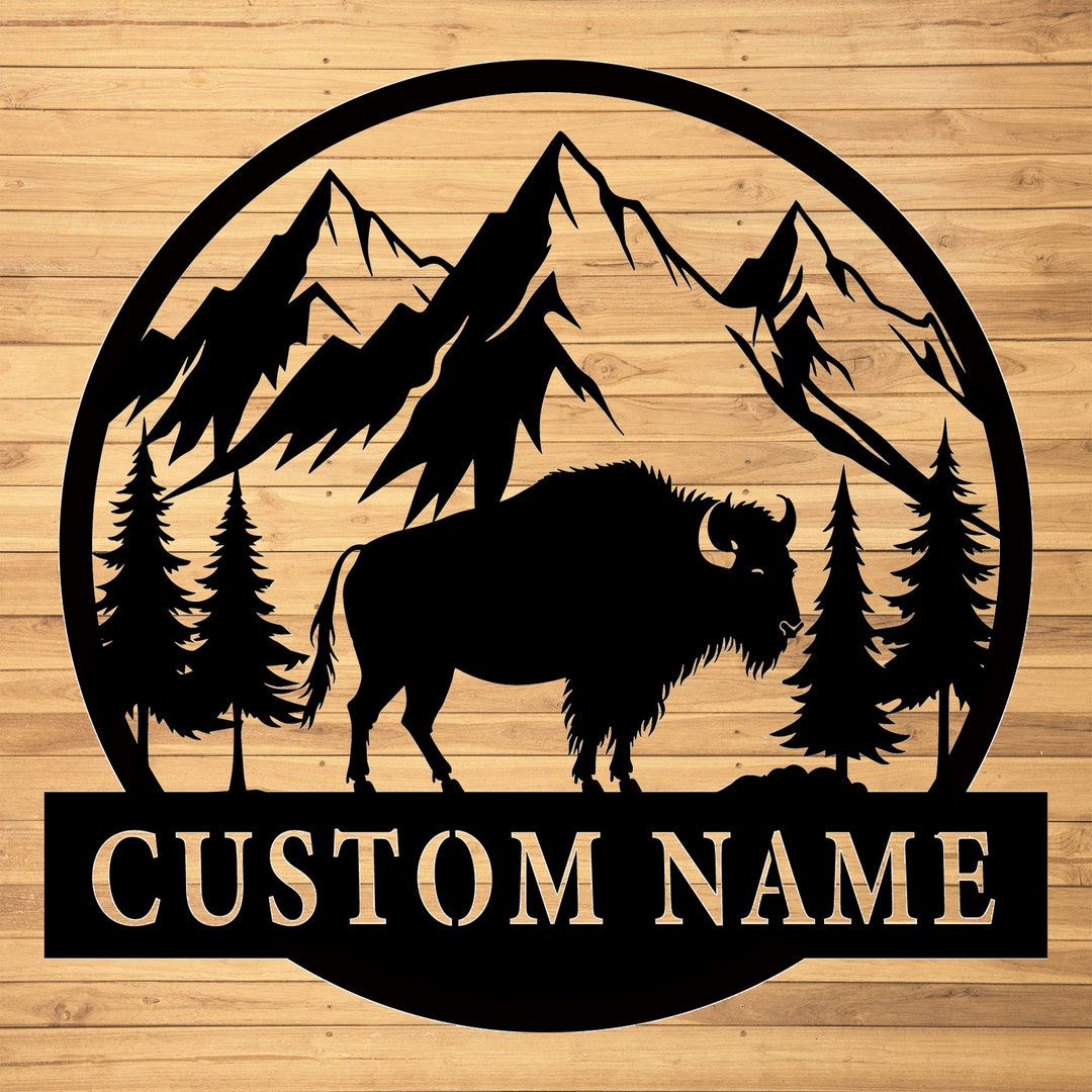 Custom Bison Metal Wall Sign-personalized Bison Metal Wall Art-bison ...