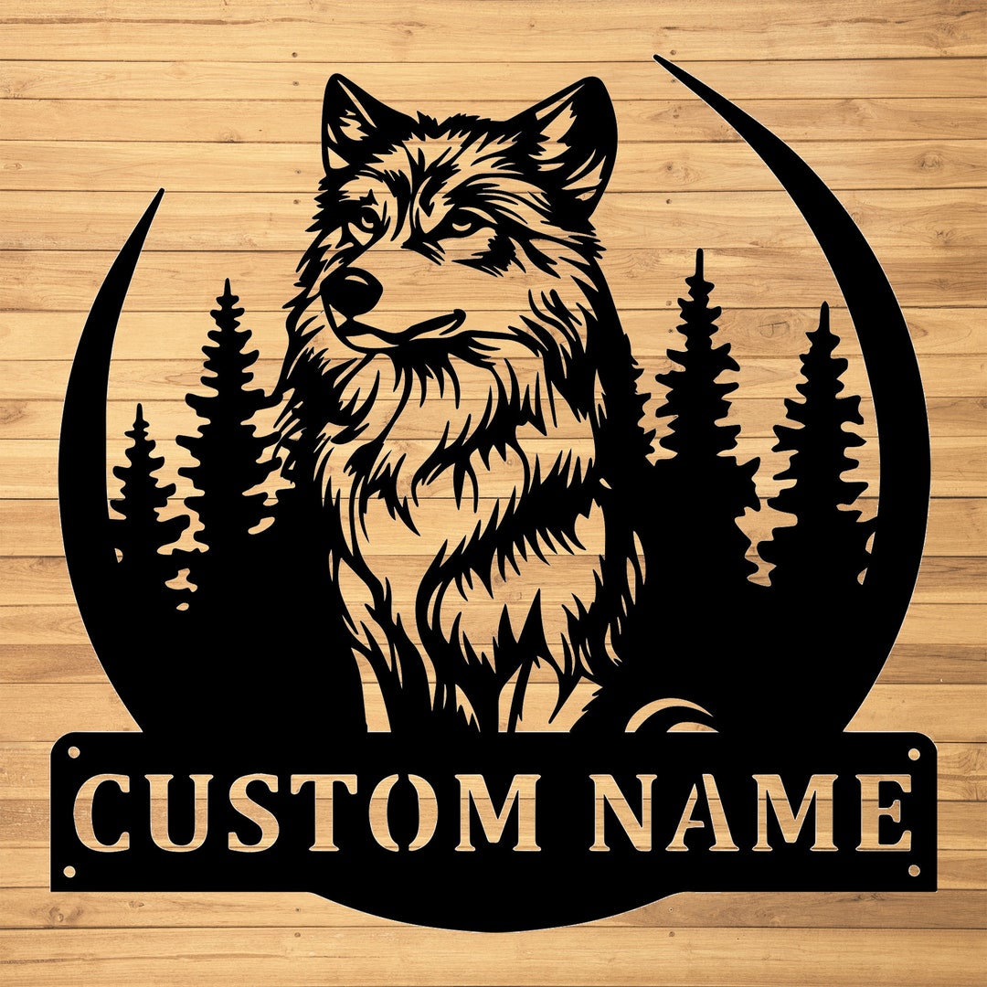 Custom Wolf Metal Wall Sign-personalized Wolf Metal Wall Art-wolf Metal ...