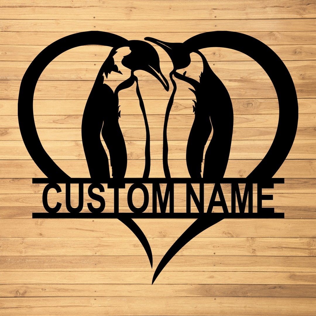 Custom Penguin Metal Wall Sign-personalized Penguin Metal Wall Art ...