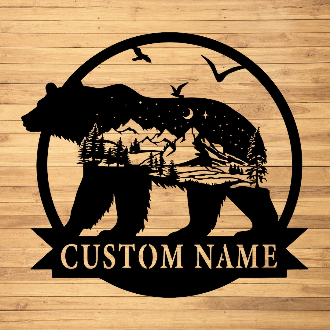 Custom Bear Metal Wall Sign-personalized Bear Metal Wall Art-bear Metal ...