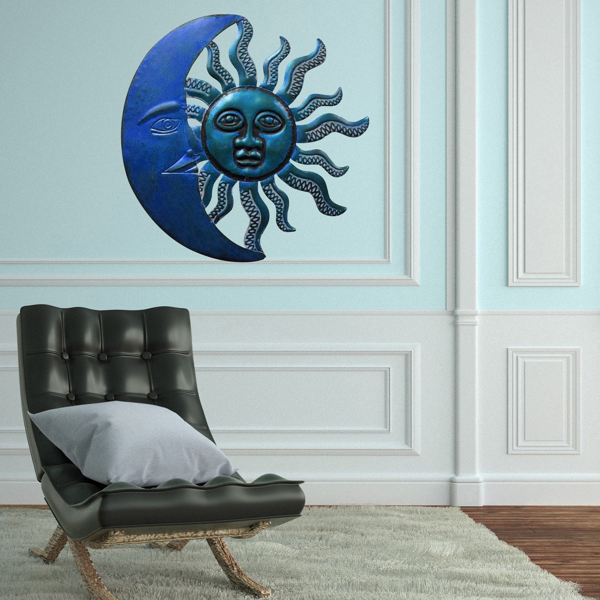 Handmade Sun and Moon Metal LED Wall Sign-sun and Moon Metal Wall Art ...