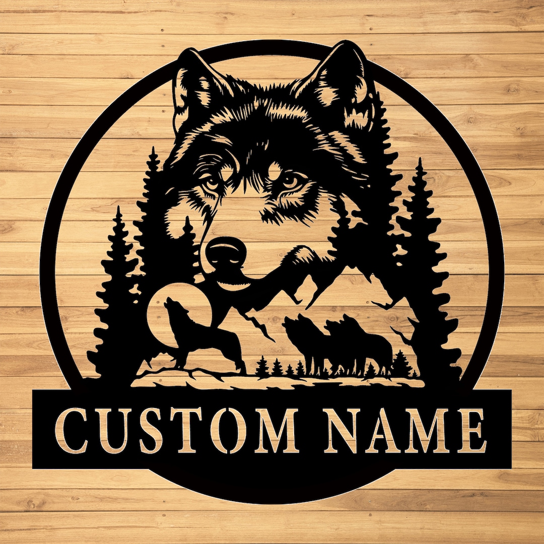Custom Wolf Metal Wall Sign-personalized Wolf Metal Wall Art-wolf Metal ...