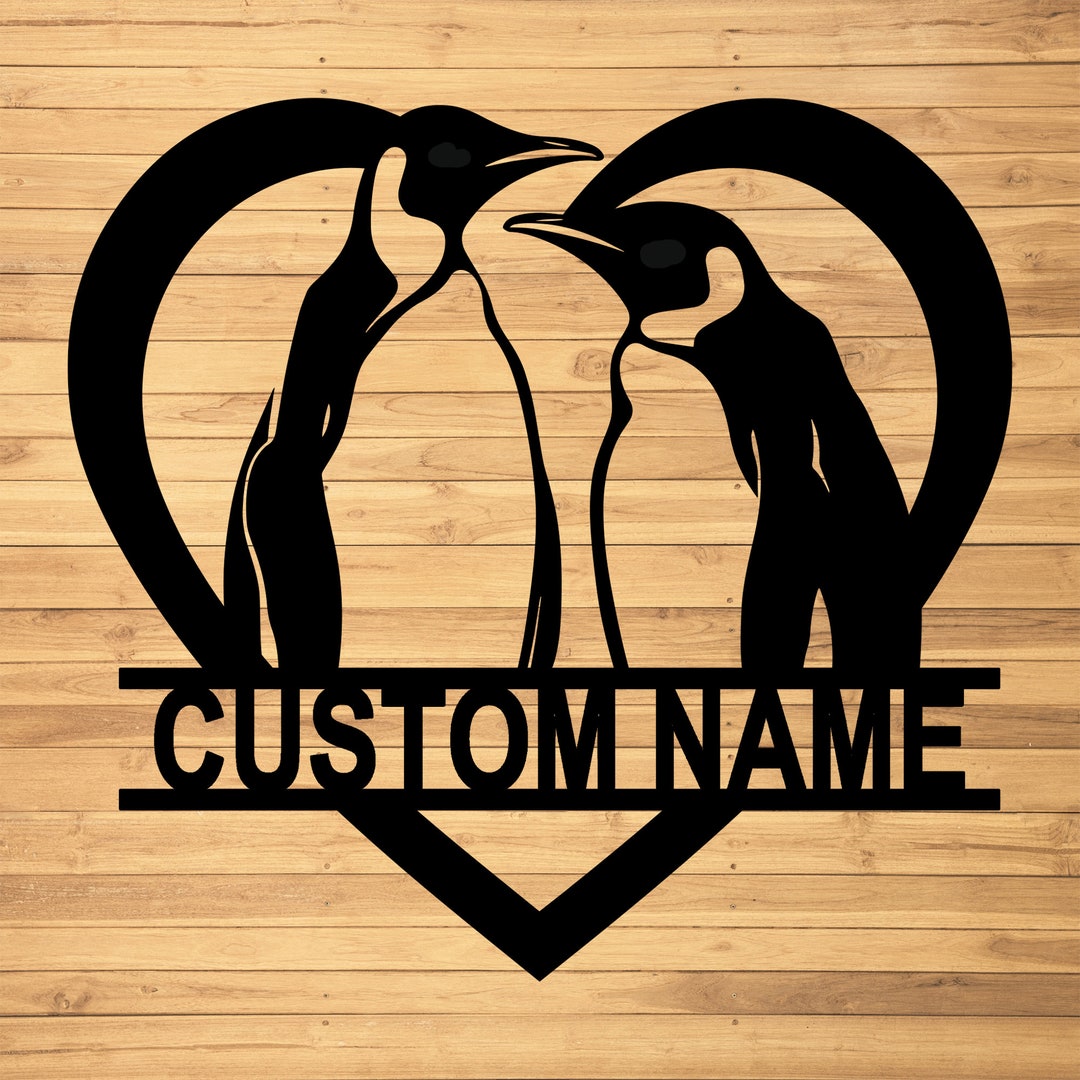 Custom Penguin Metal Wall Sign-personalized Penguin Metal Wall Art ...