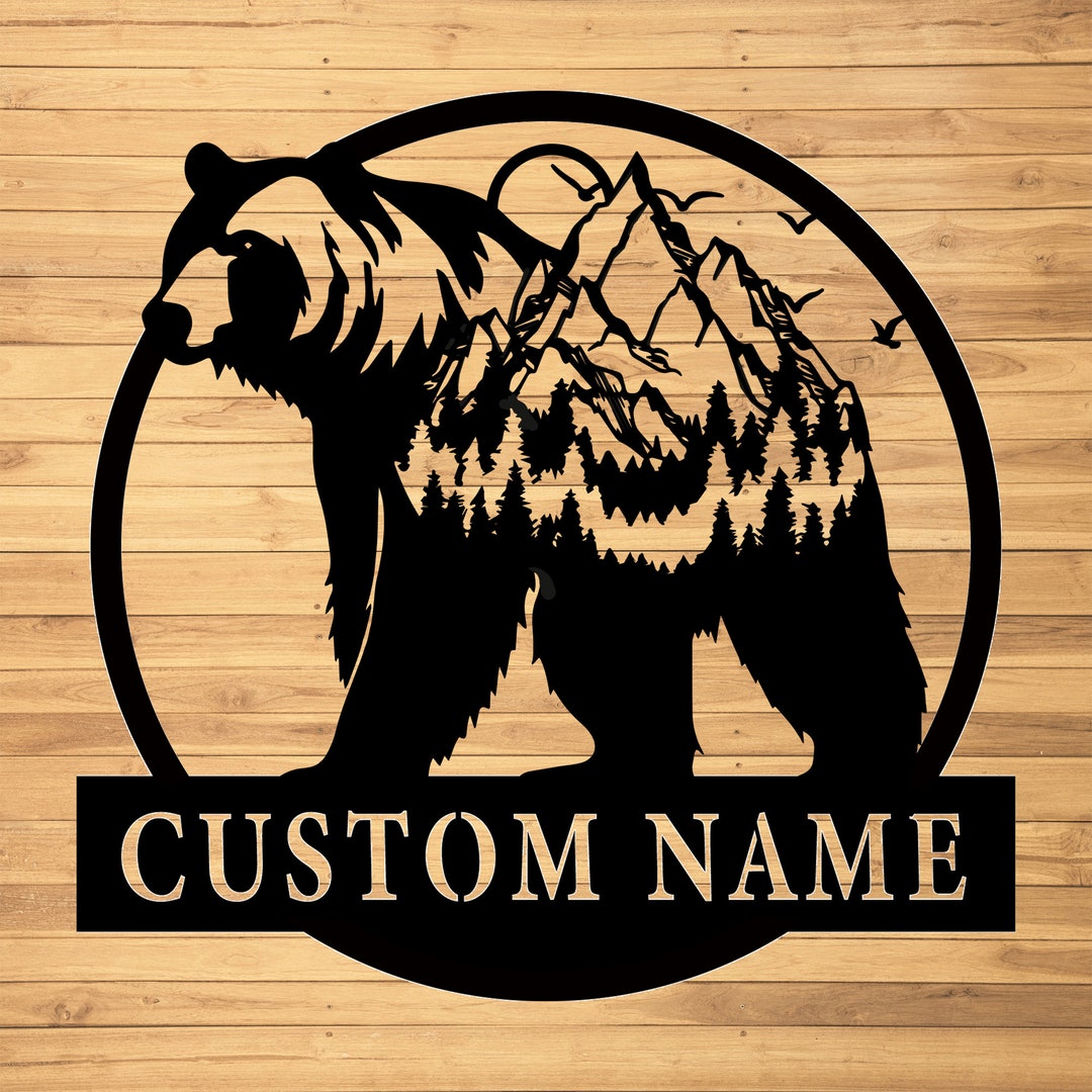 Custom Bear Metal Wall Sign-personalized Bear Metal Wall Art-bear Metal ...