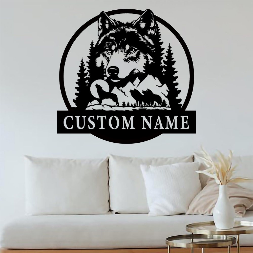 Custom Wolf Metal Wall Sign-personalized Wolf Metal Wall Art-wolf Metal ...