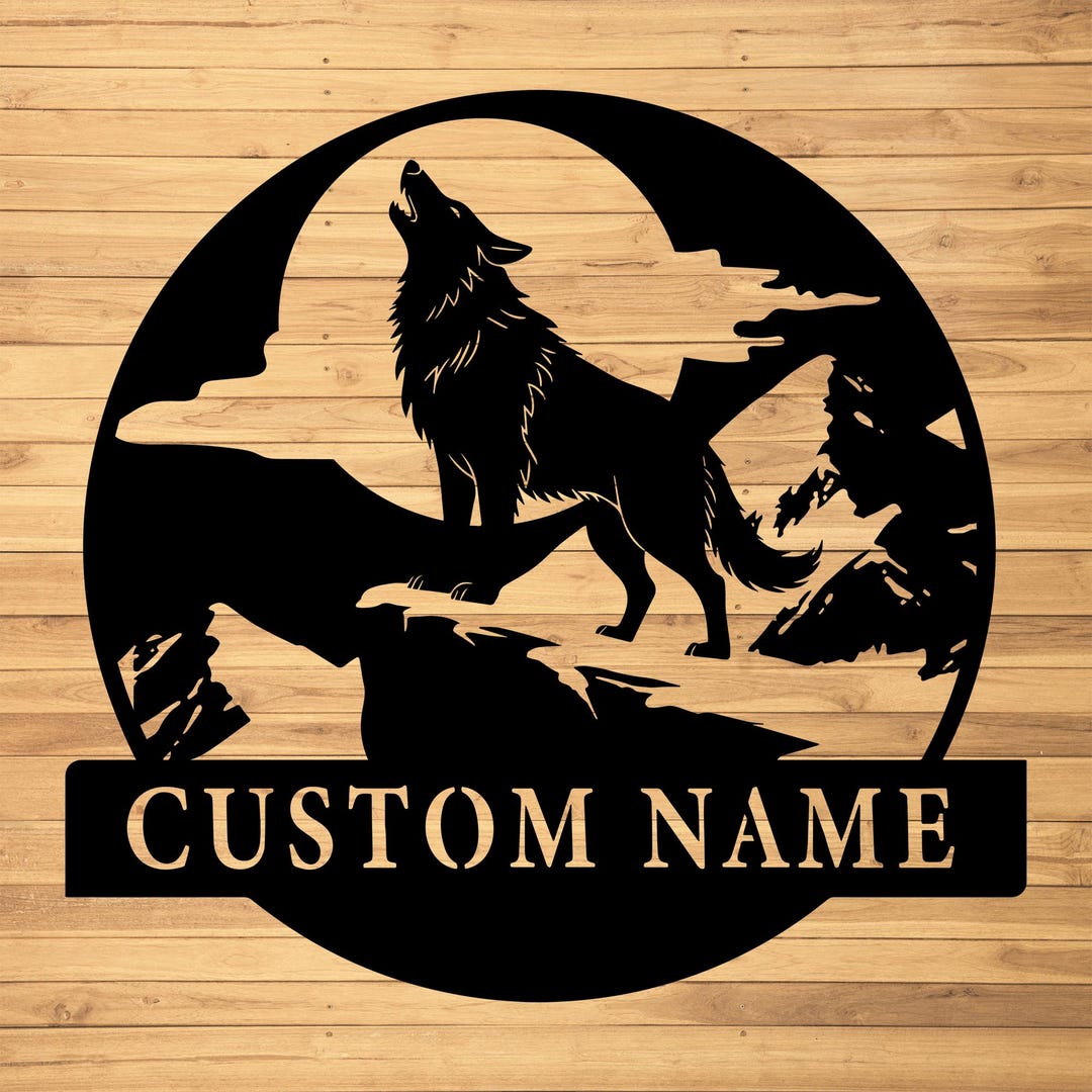 Custom Wolf Metal Wall Sign-personalized Wolf Metal Wall Art-wolf Metal ...
