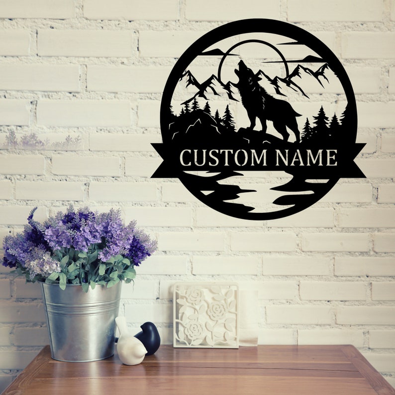 Custom Wolf Metal Wall Sign-personalized Wolf Metal Wall Art-wolf Metal ...