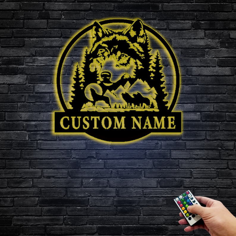 Custom Wolf Metal Wall Sign-personalized Wolf Metal Wall Art-wolf Metal ...