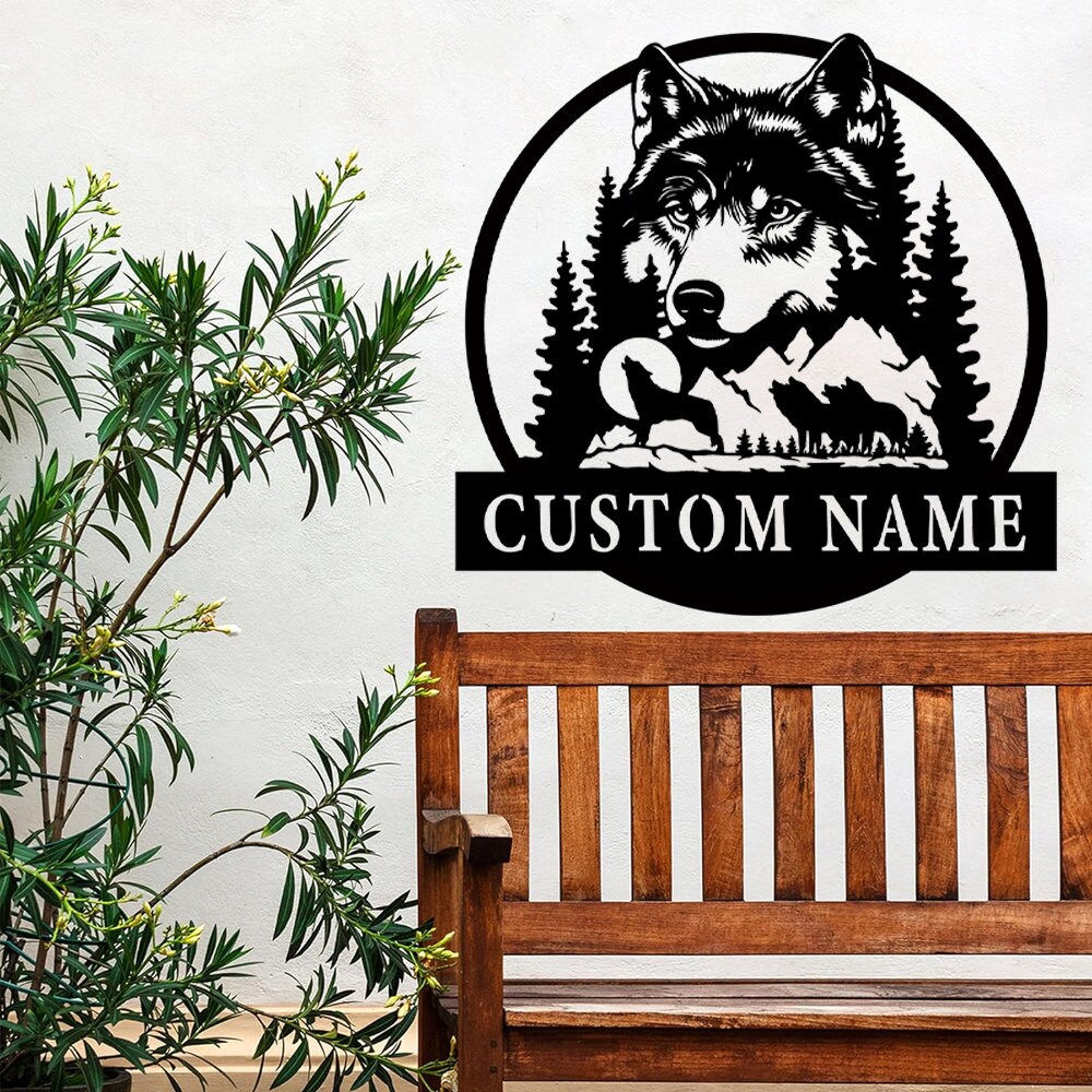 Custom Wolf Metal Wall Sign-personalized Wolf Metal Wall Art-wolf Metal ...