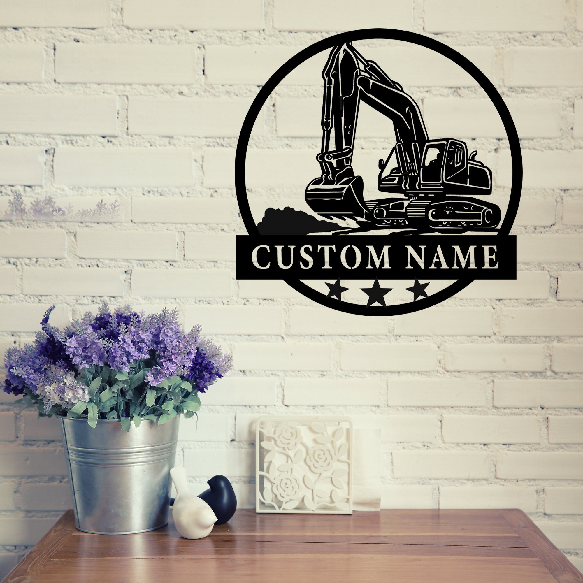 Custom Excavator Metal Wall Sign-personalized Excavator Metal Wall Art ...