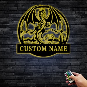 Custom Dragon Metal Wall Sign-personalized Dragon Metal Wall Art-dragon ...
