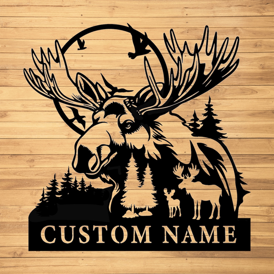 Custom Moose Metal Wall Sign-personalized Moose Metal Wall Art-moose ...