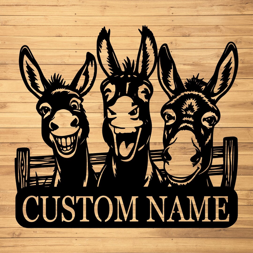 Custom Donkey Metal Wall Sign, Personalized Donkey Metal Wall Art ...