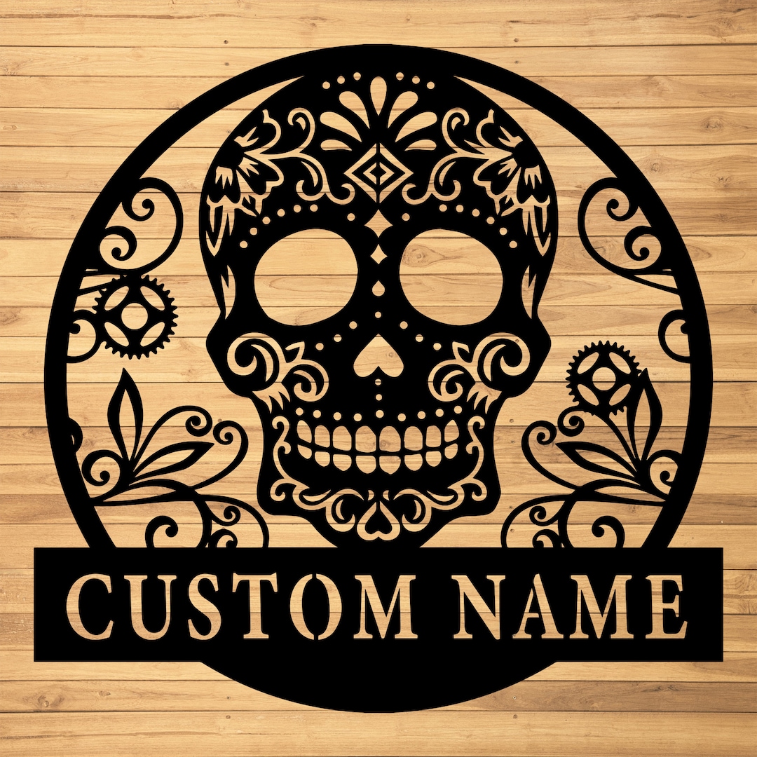 Custom Skull Metal Wall Sign-personalized Skull Metal Wall Art-skull ...