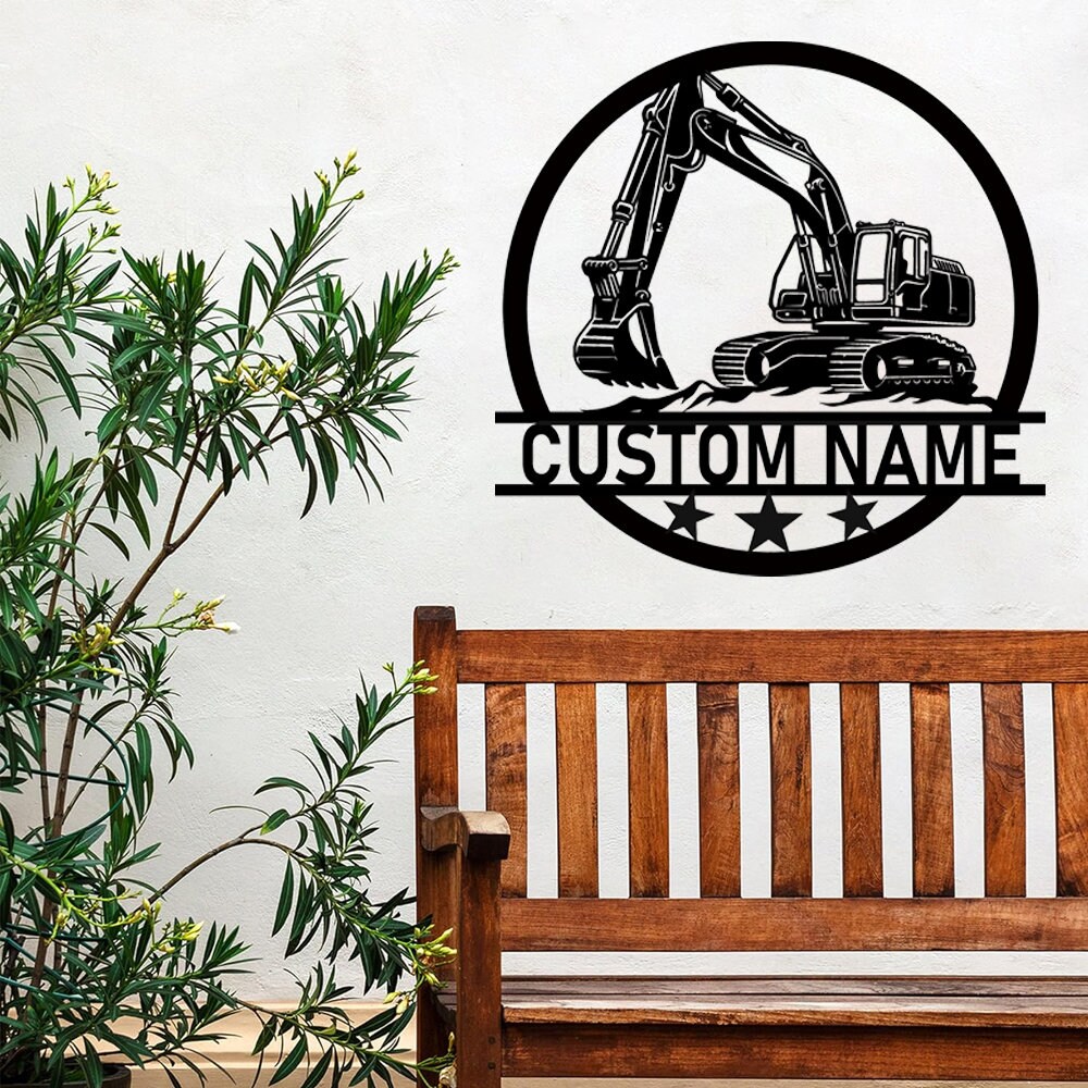 Custom Excavator Metal Wall Sign-personalized Excavator Metal Wall Art ...